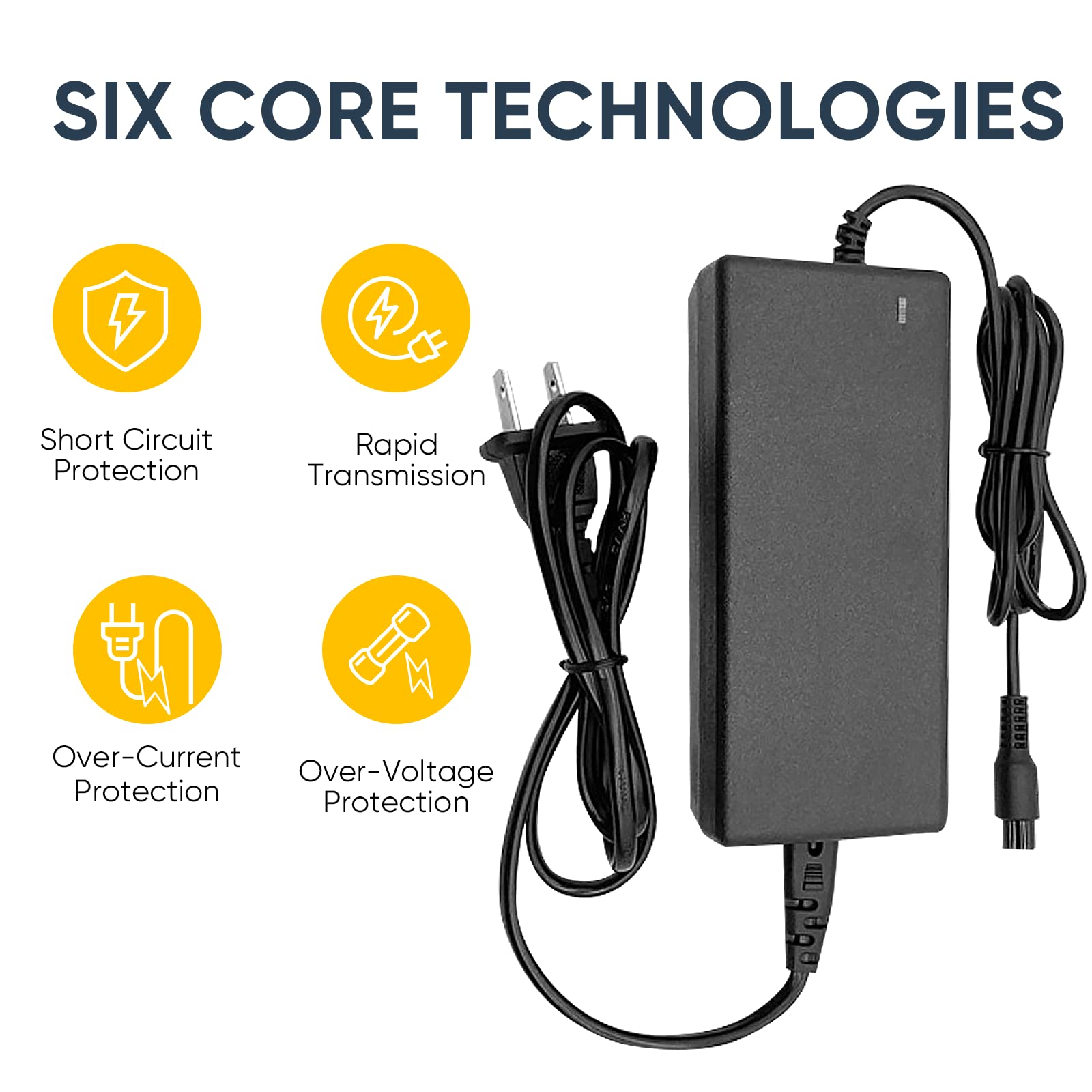 42V 2A Battery Charger 3 Prong Inline Connector Universal Power Supply Adapter for 36V Lithium Battery, 36V Pocket Mod, 36Volts Sports Mod Power Supply Adapter
