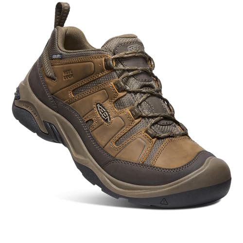 KEEN Men's Circadia Low Height Comfortable Waterproof Hiking Shoes, Shitake/Brindle, 9.5