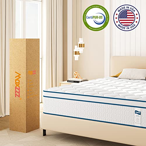 Maxzzz King Mattress, 14 Inch Hybrid Memory Foam Mattress with Individual Pocket Springs, King Mattress in a Box, Pressure Relief & Motion Isolation, Medium Firm Bed Mattress,US-Made