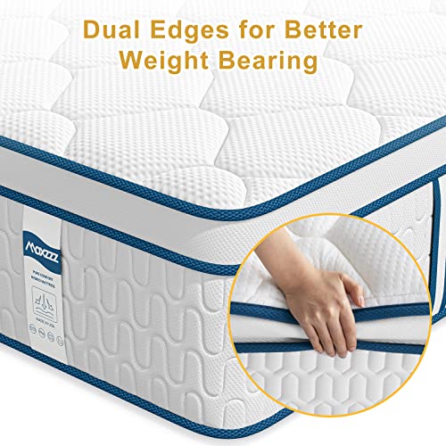 Maxzzz King Mattress, 14 Inch Hybrid Memory Foam Mattress with Individual Pocket Springs, King Mattress in a Box, Pressure Relief & Motion Isolation, Medium Firm Bed Mattress,US-Made