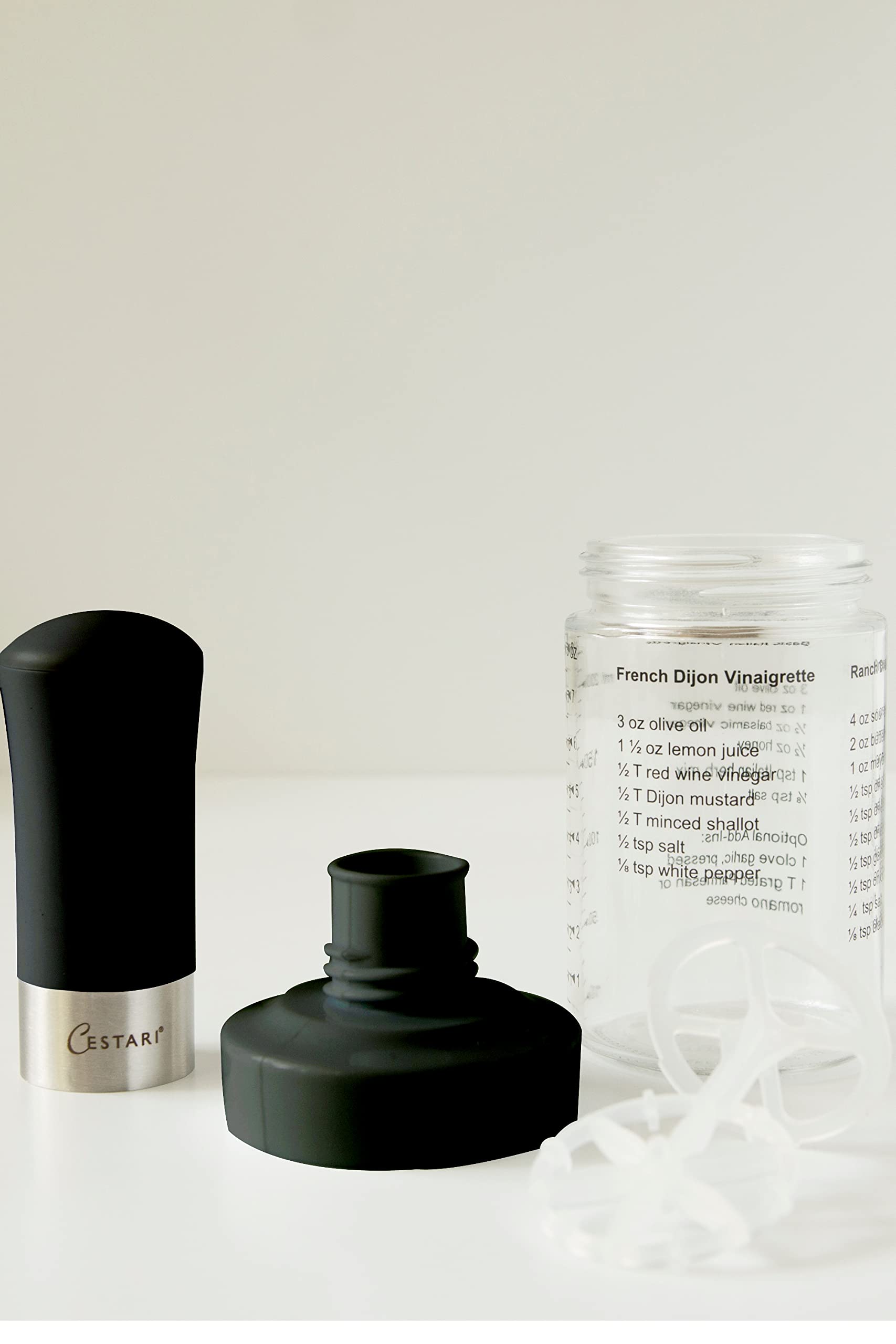 Glass Salad Dressing Bottle: Premium Borosilicate Salad Dressing Shaker with Mixer Insert • Leak Proof Salad Dressing Blender and Dispenser with Measurements and Recipes • Reusable Vinaigrette Cruet