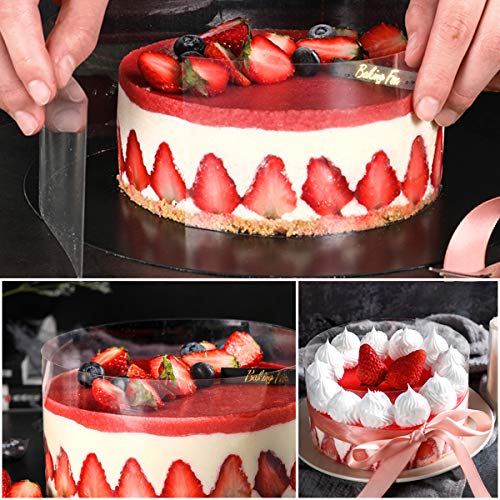 Picowe Cake Ring Set, 6 to 12inches Adjustable Stainless Steel Cake Ring, 5.5 x 400inch Mousse Cake Acetate Sheet Mousse Cake Mold (2 Pack New)