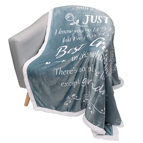 BLANKIEBLISS Grandma Blanket (Gray) - Gifts for Grandma for Birthday, Mothers Day - Grandma Gifts from Grandchildren - Best Grandma Gifts (Sherpa Fleece)