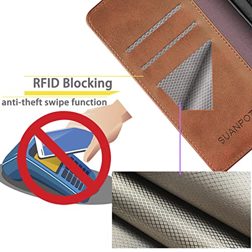 SUANPOT for Oneplus Nord N20 5G Wallet case 【RFID Blocking】 Credit Card Holder, Flip Folio Book PU Leather Phone case Shockproof Cover Women Men for OnePlus Nord N20 5G case Light Brown