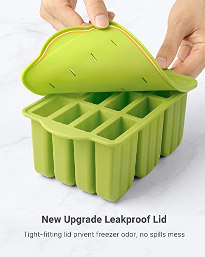 Popsicles Molds, 12 Cavities Silicone Popsicle Molds for Kids Adults Food Grade Popsicle Maker Molds BPA-Free Ice Pop Mold Homemade Ice Pop Maker with Popsicle Sticks, Popsicle Bags, Cleaning Brush