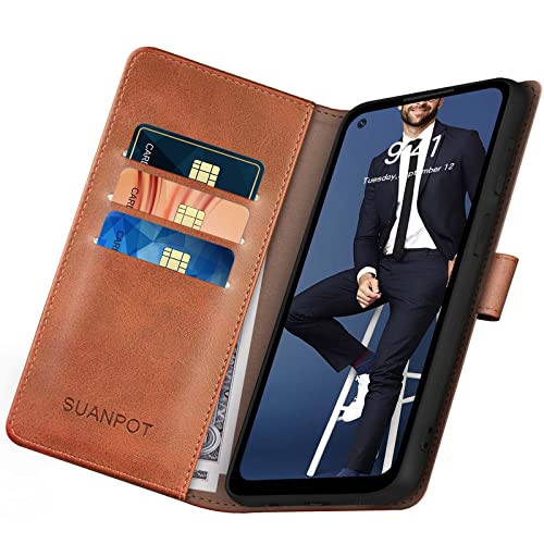 SUANPOT for Oneplus Nord N20 5G Wallet case 【RFID Blocking】 Credit Card Holder, Flip Folio Book PU Leather Phone case Shockproof Cover Women Men for OnePlus Nord N20 5G case Light Brown
