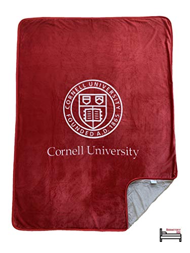Dormitory 101 Cornell U Premium Plush Fleece Blanket - X Large 60"X80". Fits Queen or Twin XL Beds. Winter Holiday Graduation Gifts