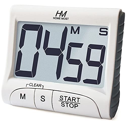 HOME MOST 3" Large Display Kitchen Timer - Digital Timer Magnetic Back Loud Alarm On A Rope- White Cooking Timers For Kitchen Teachers Students Games Kids Meetings - Sports Timer For Workouts Exercise
