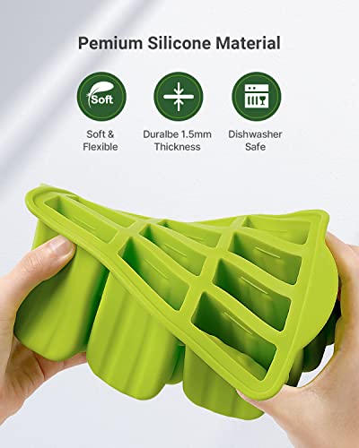 Popsicles Molds, 12 Cavities Silicone Popsicle Molds for Kids Adults Food Grade Popsicle Maker Molds BPA-Free Ice Pop Mold Homemade Ice Pop Maker with Popsicle Sticks, Popsicle Bags, Cleaning Brush