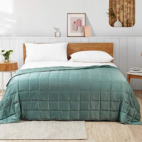 YnM Cooling Weighted Blanket, 100% Natural Bamboo Viscose, 15 lbs 48''x72'', Luxury 2.0 Heavy Blanket, Sea Grass.