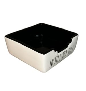 Rae Dunn NOTE TO SELF Post it Holder - Black inside - Ceramic - Office desk organizer