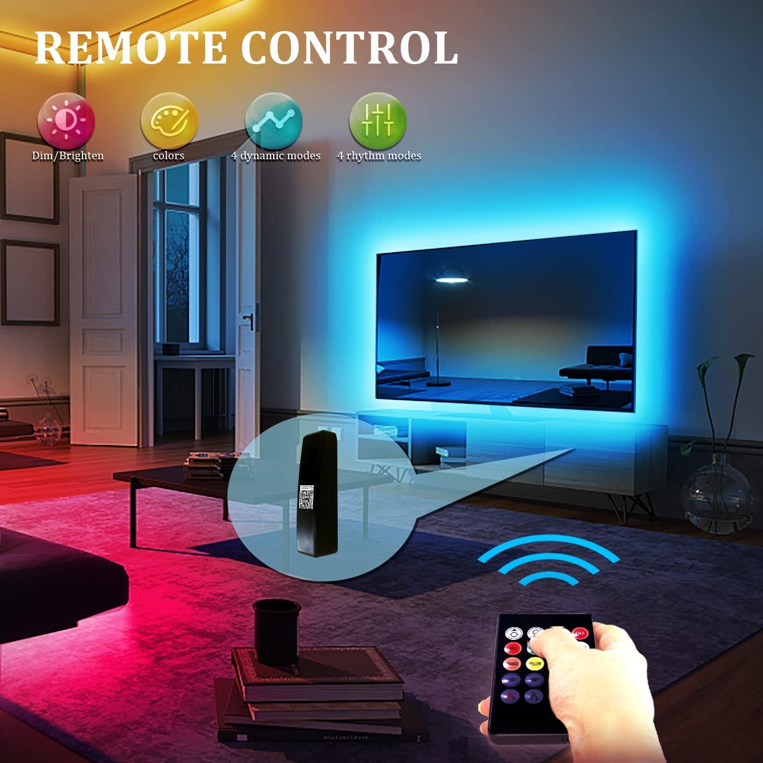 DAYBETTER LED Lights for TV 14.8ft,TV LED Backlight for 65-75Inch, RGB Behind TV LED Lights for Bluetooth,Music Sync APP and Remote Control, Strip Lighting for Christmas Gaming Room HDTV Mood