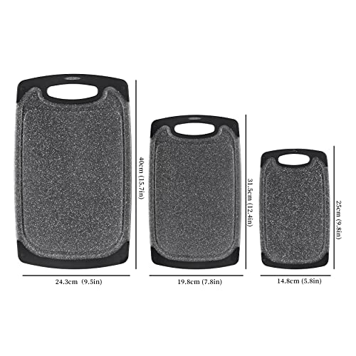 Cutting Board, Lccowot 3PCS Plastic Cutting Boards With Non-Slip Feet and Deep Drip Juice Groove, Easy Grip Handle Chopping Board for Meat, Veggies, Fruits, BPA Free, Dishwasher safe