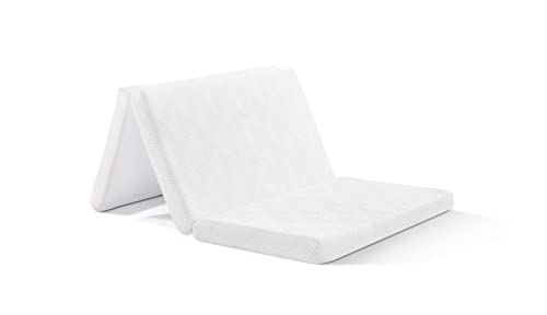 MyAnts Folding Mattress - 4 inch Portable Tri-fold Cooling-Gel Memory Foam Foldable Mattress Topper with Washable Soft Cover Non-Slip Bottom, Camping Mattress Floor Guest Bed, 75" x 39" Twin Size