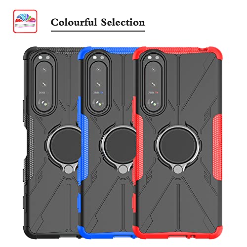 LiuShan Compatible with Sony Xperia 5 III case,360° Rotation Ring Holder KickstandMilitary Grade Shockproof Cover for Sony Xperia 5 III Smartphone(Not Applicable Sony Xperia 1,Red