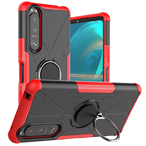 LiuShan Compatible with Sony Xperia 5 III case,360° Rotation Ring Holder KickstandMilitary Grade Shockproof Cover for Sony Xperia 5 III Smartphone(Not Applicable Sony Xperia 1,Red