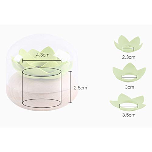 HomDSim Wooden Base Lotus Cotton Swab Holder,Cotton Bud Small Q-Tips Toothpicks Brushes Holder Box Case Storage Organizer Jar with Clear Lid Dustproof Cover