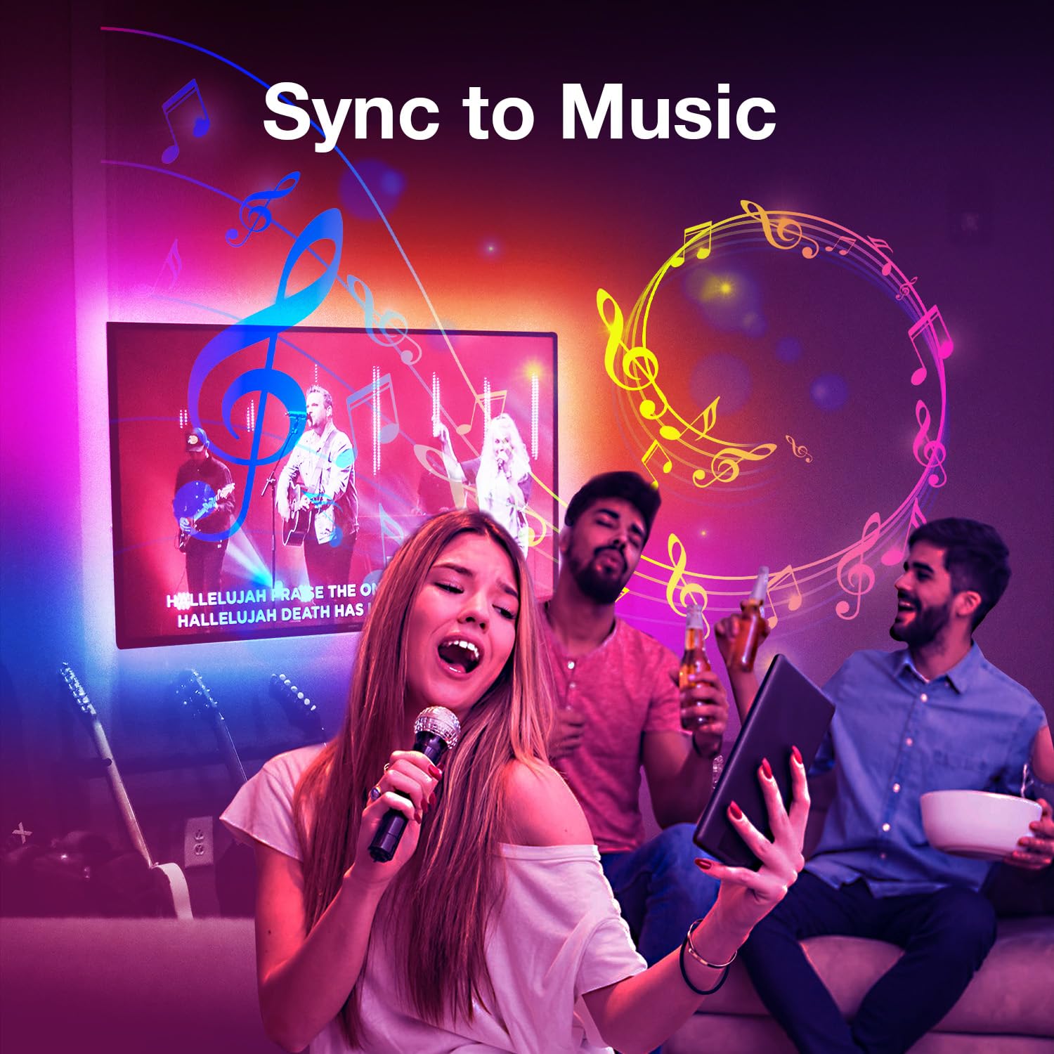 DAYBETTER LED Lights for TV 14.8ft,TV LED Backlight for 65-75Inch, RGB Behind TV LED Lights for Bluetooth,Music Sync APP and Remote Control, Strip Lighting for Christmas Gaming Room HDTV Mood