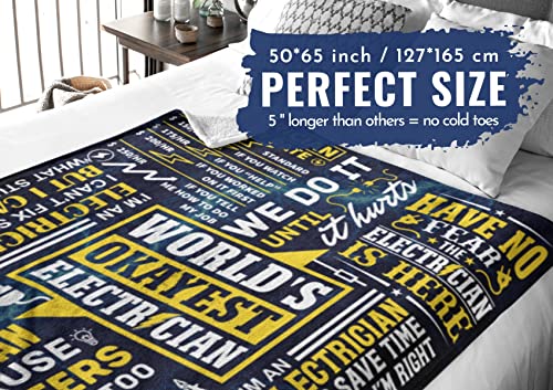 InnoBeta Electrician Gifts for Men, Throw Blanket for Dad, Husband, Father's Day, Christmas, Birthday - 50" X 65"