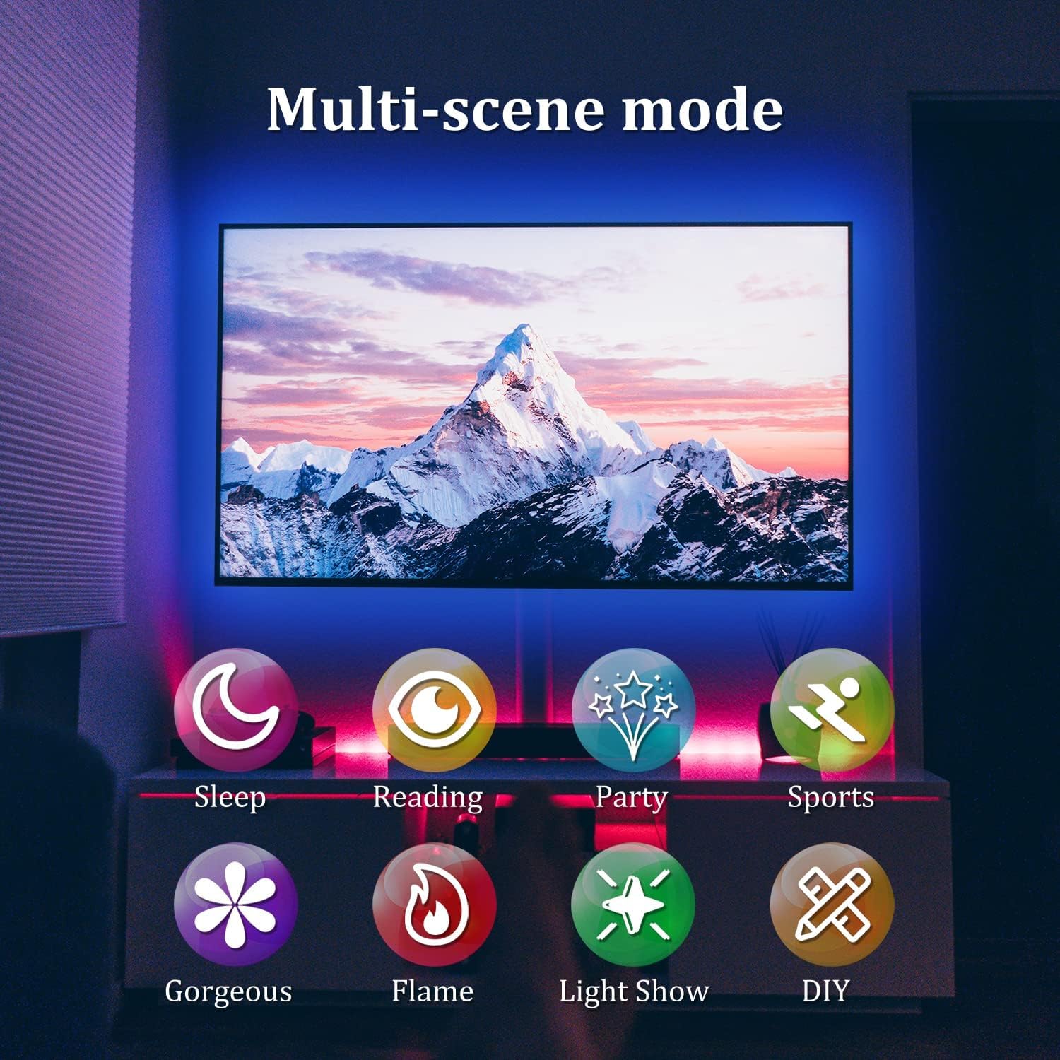 DAYBETTER LED Lights for TV 14.8ft,TV LED Backlight for 65-75Inch, RGB Behind TV LED Lights for Bluetooth,Music Sync APP and Remote Control, Strip Lighting for Christmas Gaming Room HDTV Mood