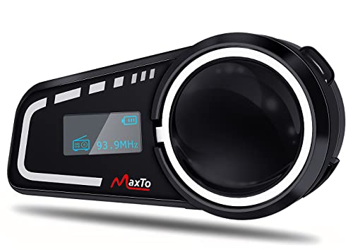 MAXTO Motorcycle Bluetooth Headset M2C 1000M 6 Riders Group Helmet Communication System with LCD Screen Universal Motorbike Intercom Waterproof Casco de Motor Intercomunicador FM/GPS/Siri(1 Pack)