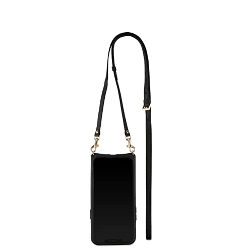 Vaultskin Victoria iPhone 13 Leather Wallet Case and Card Holder, Crossbody Strap Purse for Women (Black - Leather Strap, iPhone 13)