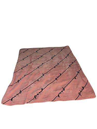 Victoria's Secret Pink Sherpa Blanket Color Rose Pink/Black Script Size 50”x60” Super Soft New