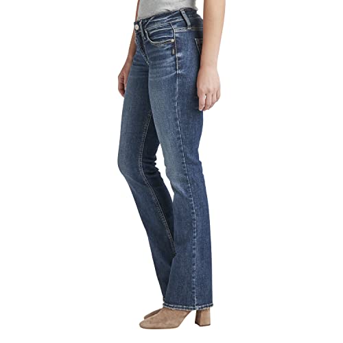 Silver Jeans Co. Women's Britt Low Rise Curvy Fit Slim Bootcut Jeans, Med Wash SDK394, 27W x 31L