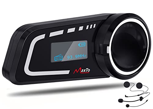 MAXTO Motorcycle Bluetooth Headset M2C 1000M 6 Riders Group Helmet Communication System with LCD Screen Universal Motorbike Intercom Waterproof Casco de Motor Intercomunicador FM/GPS/Siri(1 Pack)
