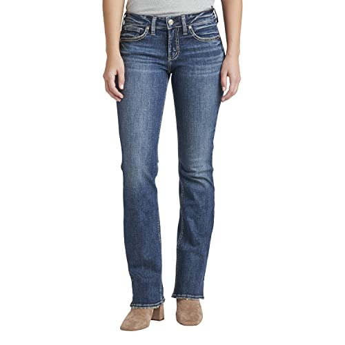 Silver Jeans Co. Women's Britt Low Rise Curvy Fit Slim Bootcut Jeans, Med Wash SDK394, 27W x 31L