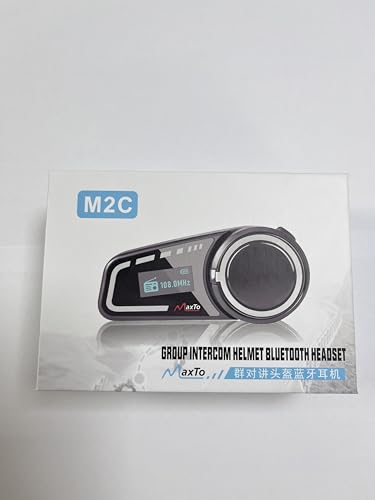 MAXTO Motorcycle Bluetooth Headset M2C 1000M 6 Riders Group Helmet Communication System with LCD Screen Universal Motorbike Intercom Waterproof Casco de Motor Intercomunicador FM/GPS/Siri(1 Pack)