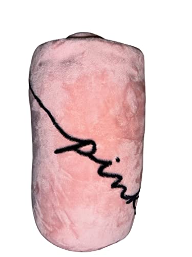 Victoria's Secret Pink Sherpa Blanket Color Rose Pink/Black Script Size 50”x60” Super Soft New