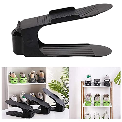 Chuye 10 Pcs Shoe Slots Adjustable Shoe Stacker Shoe Slots Organizer Stackable Shoe Organizer for Closet Adjustable Double Deck Shoe Rack Holder Shoe Slots Space Saver