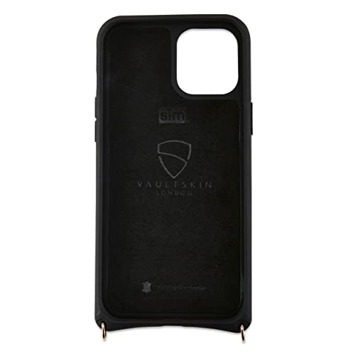 Vaultskin Victoria iPhone 13 Leather Wallet Case and Card Holder, Crossbody Strap Purse for Women (Black - Leather Strap, iPhone 13)