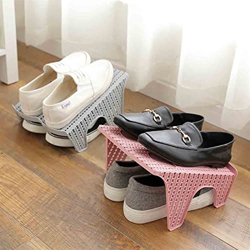 KNFUT Shoe Slots, Shoe Slots Plastic Space Saver Holder Shoes Box Organizer Storage Footwear Space Saving Cabinet Closet Shoe Rack (Color : Yellow)