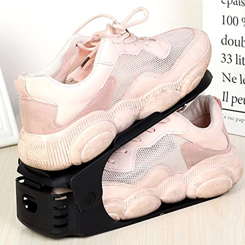 Chuye 10 Pcs Shoe Slots Adjustable Shoe Stacker Shoe Slots Organizer Stackable Shoe Organizer for Closet Adjustable Double Deck Shoe Rack Holder Shoe Slots Space Saver