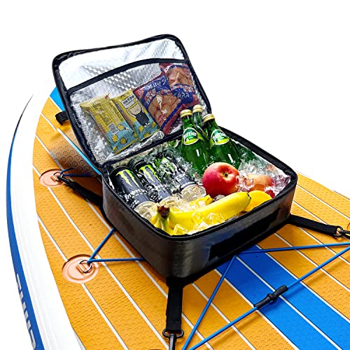 THURSO SURF Paddle Board Accessories Cooler Deck Bag for SUP Kayak Cooler Mesh Top Pocket Insulated Paddle Board Cooler Water-Resistant Portable Paddleboard Cooler Bag SUP Accessories 10 Can Carbon