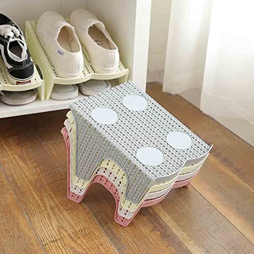 KNFUT Shoe Slots, Shoe Slots Plastic Space Saver Holder Shoes Box Organizer Storage Footwear Space Saving Cabinet Closet Shoe Rack (Color : Yellow)