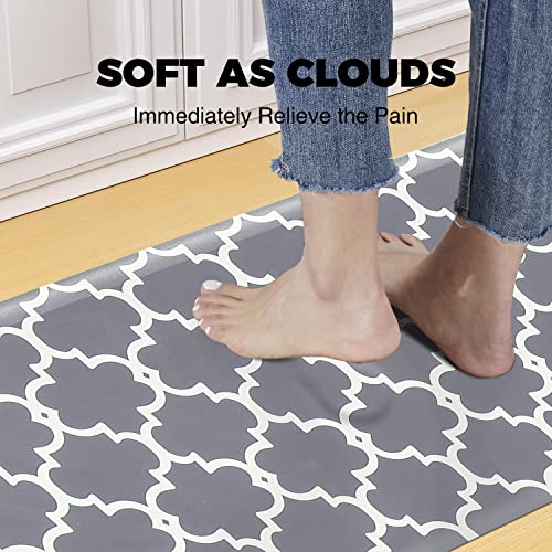 KOKHUB Kitchen Mat,1/2 Inch Thick Cushioned Anti Fatigue Waterproof Kitchen Rug, Comfort Standing Desk Mat, Kitchen Floor Mat Non-Skid & Washable for Home, Office, Sink,17.3"x28"- Grey