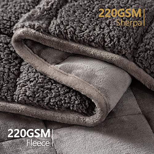 Mr.Sandman Weighted Blanket Adults 15lbs for Queen Size Bed, Soft Sherpa Heavy Blanket Relieves Pressure with Premium Microbeads - 60"x80" Grey