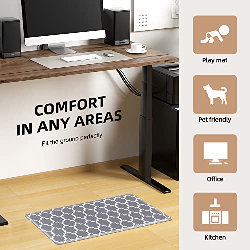 KOKHUB Kitchen Mat,1/2 Inch Thick Cushioned Anti Fatigue Waterproof Kitchen Rug, Comfort Standing Desk Mat, Kitchen Floor Mat Non-Skid & Washable for Home, Office, Sink,17.3"x28"- Grey