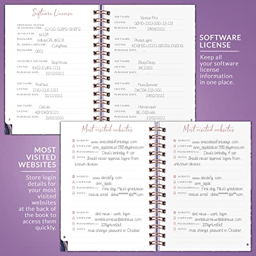 PLANBERRY Password Book – Internet Address Organizer with Alphabetical Tabs – Alphabetized Website & Computer Password Keeper – 4.4x5.5″, Softcover, Pocket Size Wild Purple)