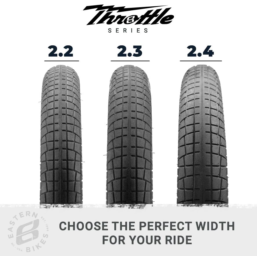 Eastern Bikes Throttle Series 20-Inch 100 PSI BMX Tire (Black & White Logo, 2.3")