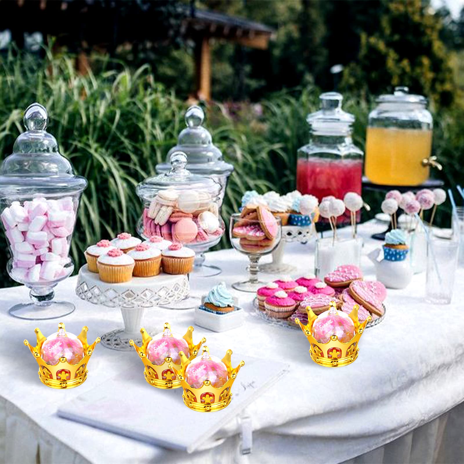 18 Pcs Gold Fillable Crown with Dome Mini Plastic Crown Decoration Candy Gift Boxes Fillable Decorative Crown Party Favor Box Crown Candy Containers for Baby Shower Birthday Wedding Party Supplies