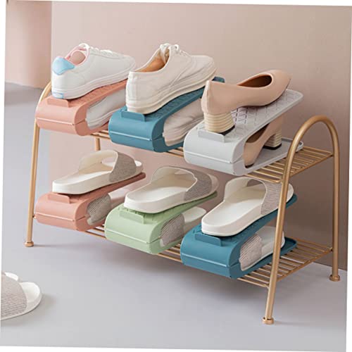 CIYODO 6 pcs Stack Organizer Height Shoes Storage Heel Saving Racks Use Organizers Slots High Holder Deck Grey Display Rack Double -layer Sneaker Holders Space Organization Decker