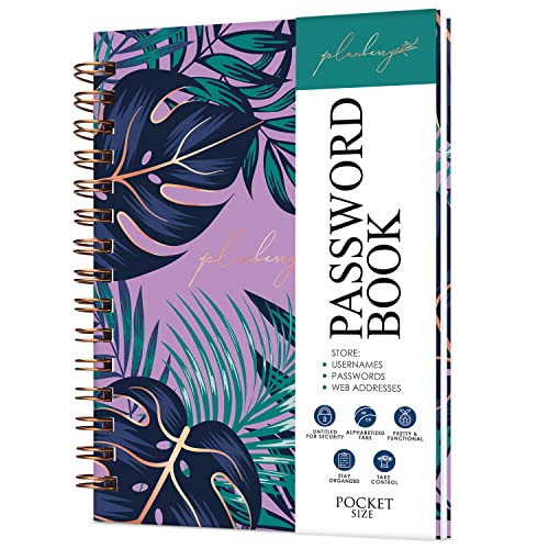 PLANBERRY Password Book ā Internet Address Organizer with Alphabetical Tabs ā Alphabetized Website & Computer Password Keeper ā 4.4x5.5ā³, Softcover, Pocket Size Wild Purple)