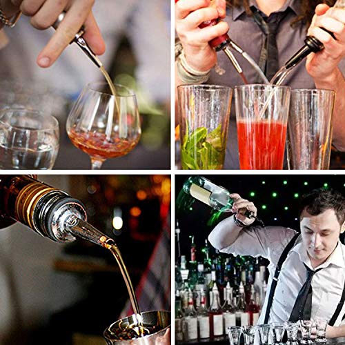 6PCS Stainless Steel Pourers, BALTRE Speed pourer, Liquor Bottle Pourers and Vinegar Tapered Stopper Spout, Liquor Pourers with Rubber Dust Caps