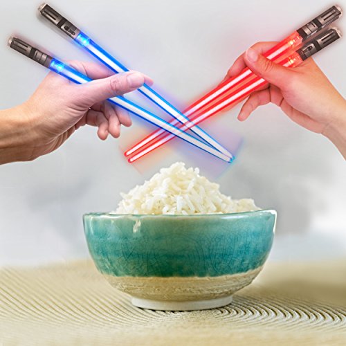 ChopSabers Light Up Lightsaber Chopsticks LED Set, 2 Pairs, Red Blue