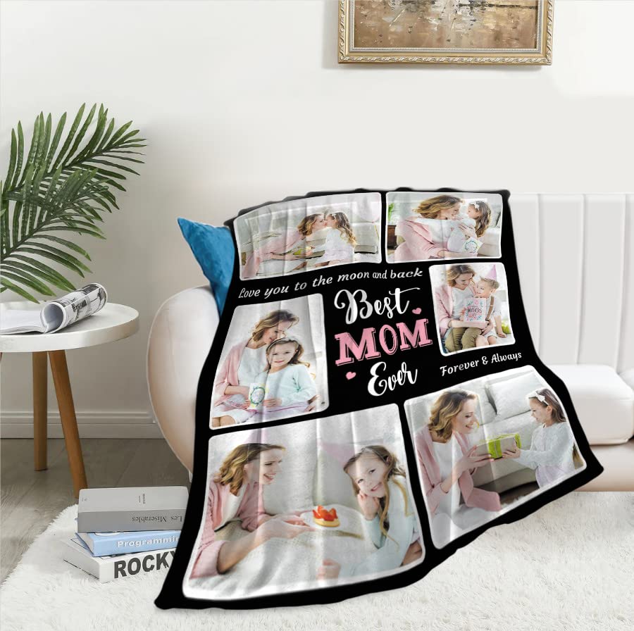 Custom Blanket Personalized Mother Gift for Mom from Daughter, Customized Blankets with Photos Soft Throw Blanket for Her
