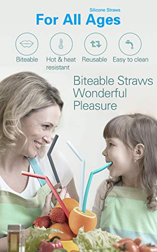 Set of 10 Large Reusable Silicone Straws Pink Thick Smoothie Silicone Drinking Straws Kids with Cleaning Brushes- Extra Long Flexible -For 20oz 30oz and 40oz Yeti Tumblers BPA Free Non Rubber Taste